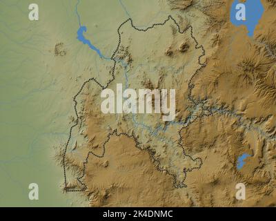 Benshangul-Gumaz, state of Ethiopia. Colored elevation map with lakes ...