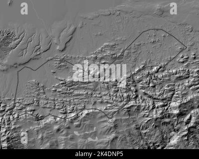 Dire Dawa, city of Ethiopia. Elevation map colored in sepia tones with ...