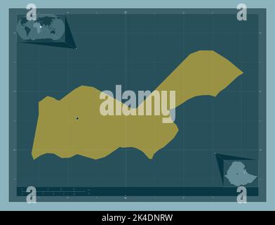 Shape of Dire Dawa, city of Ethiopia, with its capital isolated on a ...