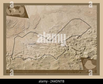 Dire Dawa, city of Ethiopia. Low resolution satellite map. Corner ...