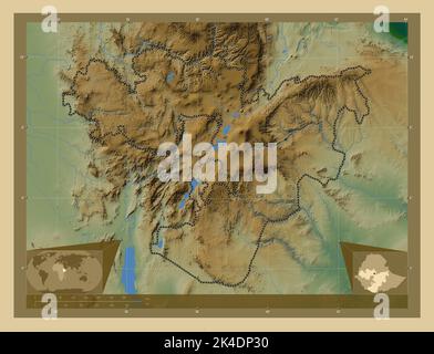 Oromia, state of Ethiopia. Elevation map colored in wiki style with ...