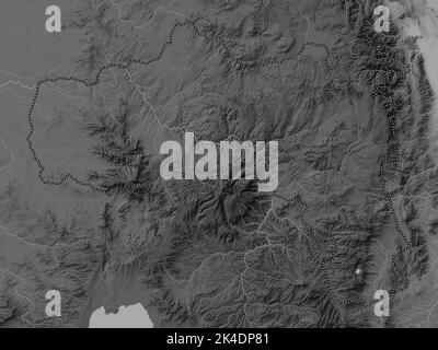 Tigray, state of Ethiopia. Grayscale elevation map with lakes and ...