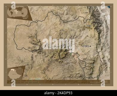 Tigray, state of Ethiopia. Low resolution satellite map. Corner ...