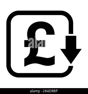 Cost reduction- decrease pound icon. Vector symbol isolated on background Stock Vector Image ...