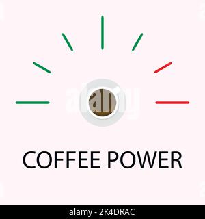 Coffee fuel. Espresso cup full of power, full energy level and gas ...