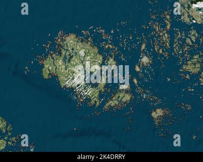 Aland, region of Finland. High resolution satellite map. Locations and names of major cities of ...