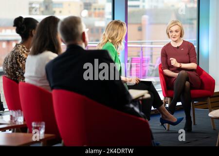 (left to right) Michael Gove, Guardian political editor Pippa Crerar ...