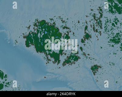 Aland, region of Finland. Colored elevation map with lakes and rivers ...