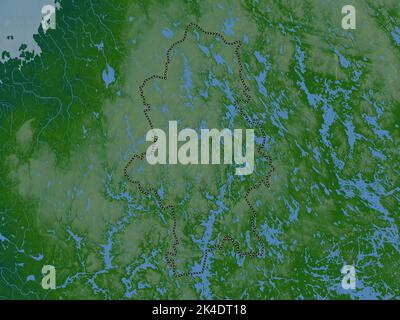 Central Finland, region of Finland. Elevation map colored in wiki style ...