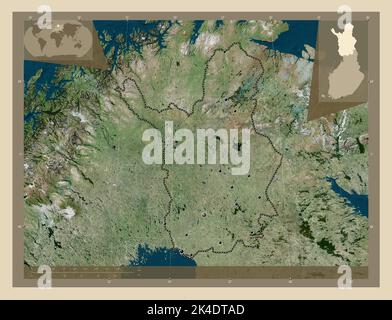 Lapland, region of Finland. High resolution satellite map. Corner ...