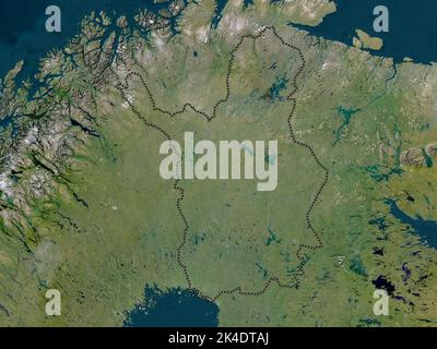 Lapland, region of Finland. Low resolution satellite map. Locations and ...