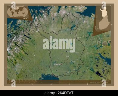 Lapland, region of Finland. Low resolution satellite map. Corner ...