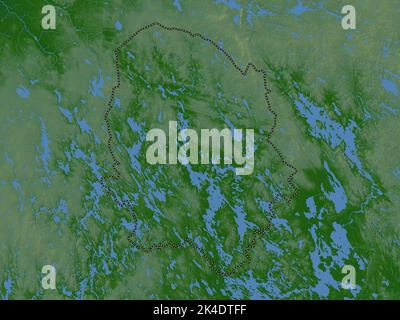 North Savonia, region of Finland. Colored elevation map with lakes and ...