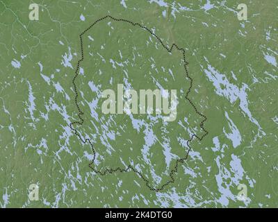 North Savonia, region of Finland. Colored elevation map with lakes and ...
