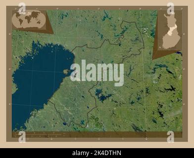 Northern Ostrobothnia, region of Finland. Low resolution satellite map ...