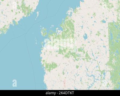 Ostrobothnia, region of Finland. Open Street Map. Locations of major ...