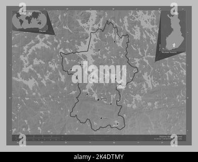 Paijanne Tavastia, region of Finland. Grayscale elevation map with ...