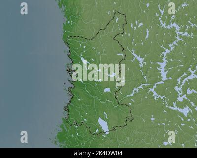 Satakunta, region of Finland. Colored elevation map with lakes and ...