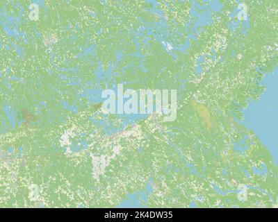 South Karelia, region of Finland. Open Street Map. Locations and names ...