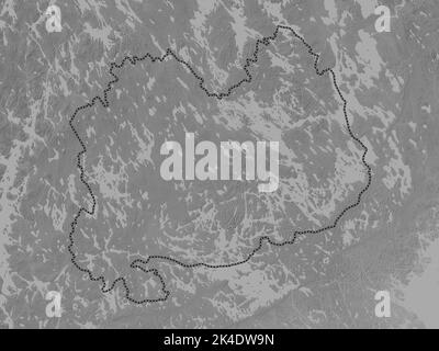 Southern Savonia, region of Finland. Grayscale elevation map with lakes ...