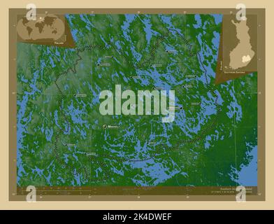 Southern Savonia, region of Finland. Elevation map colored in wiki ...