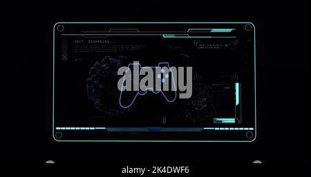 Image of gamepad icon over data processing Stock Photo - Alamy