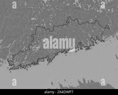 Uusimaa, region of Finland. Bilevel elevation map with lakes and rivers ...