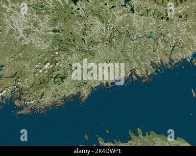 Uusimaa, region of Finland. High resolution satellite map. Locations ...