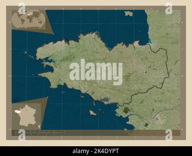 Bretagne, region of France. High resolution satellite map Stock Photo ...
