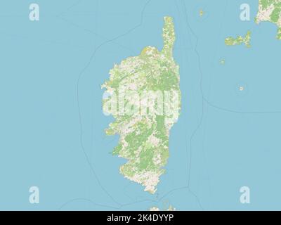 Corse, region of France. Open Street Map. Locations and names of major ...