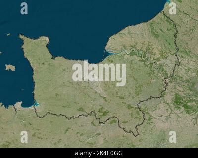 Normandie, region of France. High resolution satellite map. Locations ...