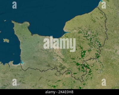 Normandie, region of France. Low resolution satellite map. Locations of ...