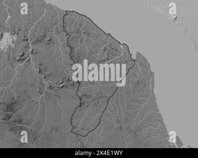 Cayenne, arrondissement of French Guiana. Elevation map colored in wiki ...