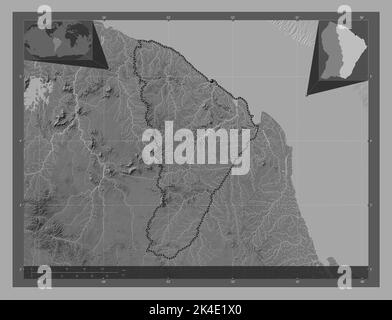 Cayenne, arrondissement of French Guiana. Bilevel elevation map with ...