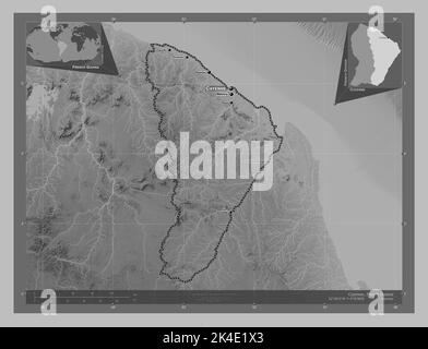 Cayenne, arrondissement of French Guiana. Elevation map colored in wiki ...