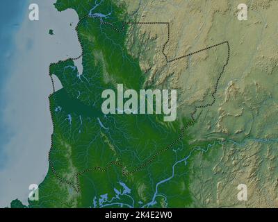 Estuaire, province of Gabon. Colored elevation map with lakes and ...
