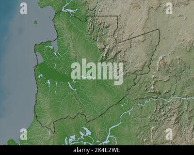 Estuaire, province of Gabon. Colored elevation map with lakes and ...