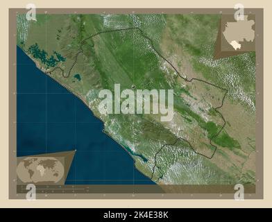 Nyanga, province of Gabon. High resolution satellite map. Locations and ...