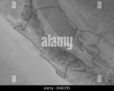 Nyanga, province of Gabon. Grayscale elevation map with lakes and ...