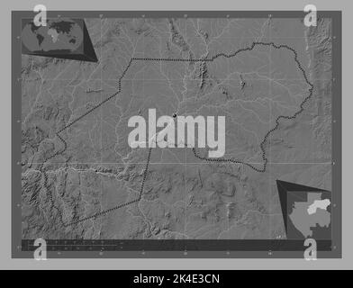 Ogooue-Ivindo, province of Gabon. Bilevel elevation map with lakes and ...