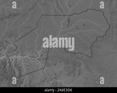 Ogooue-Ivindo, province of Gabon. Grayscale elevation map with lakes ...