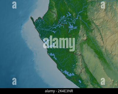 Ogooue-Maritime, province of Gabon. Elevation map colored in wiki style ...