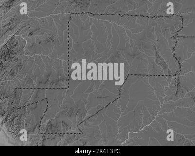 Wouleu-Ntem, province of Gabon. Grayscale elevation map with lakes and ...