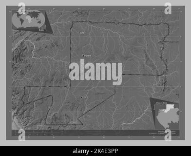 Wouleu-Ntem, province of Gabon. Grayscale elevation map with lakes and ...