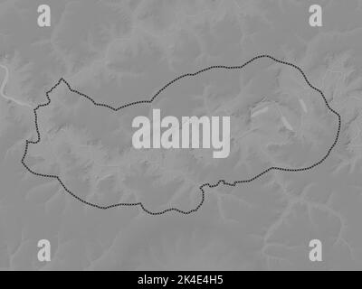 Upper River, division of Gambia. Grayscale elevation map with lakes and ...