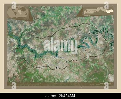 Upper River, division of Gambia. High resolution satellite map Stock ...