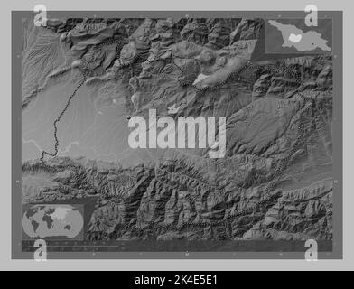 Imereti, region of Georgia. Grayscale elevation map with lakes and ...