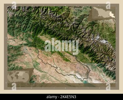 Kakheti, region of Georgia. High resolution satellite map. Locations ...