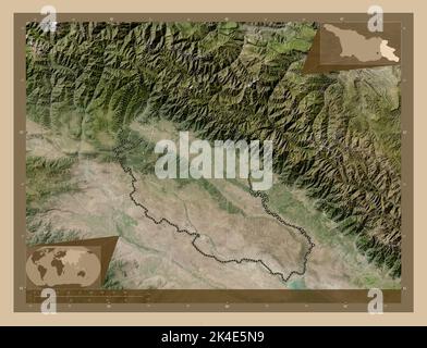 Kakheti, region of Georgia. Low resolution satellite map. Locations and ...