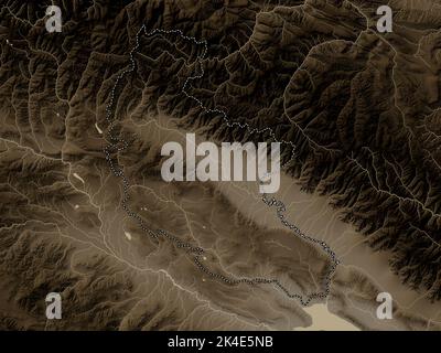 Kakheti, region of Georgia. Colored elevation map with lakes and rivers ...